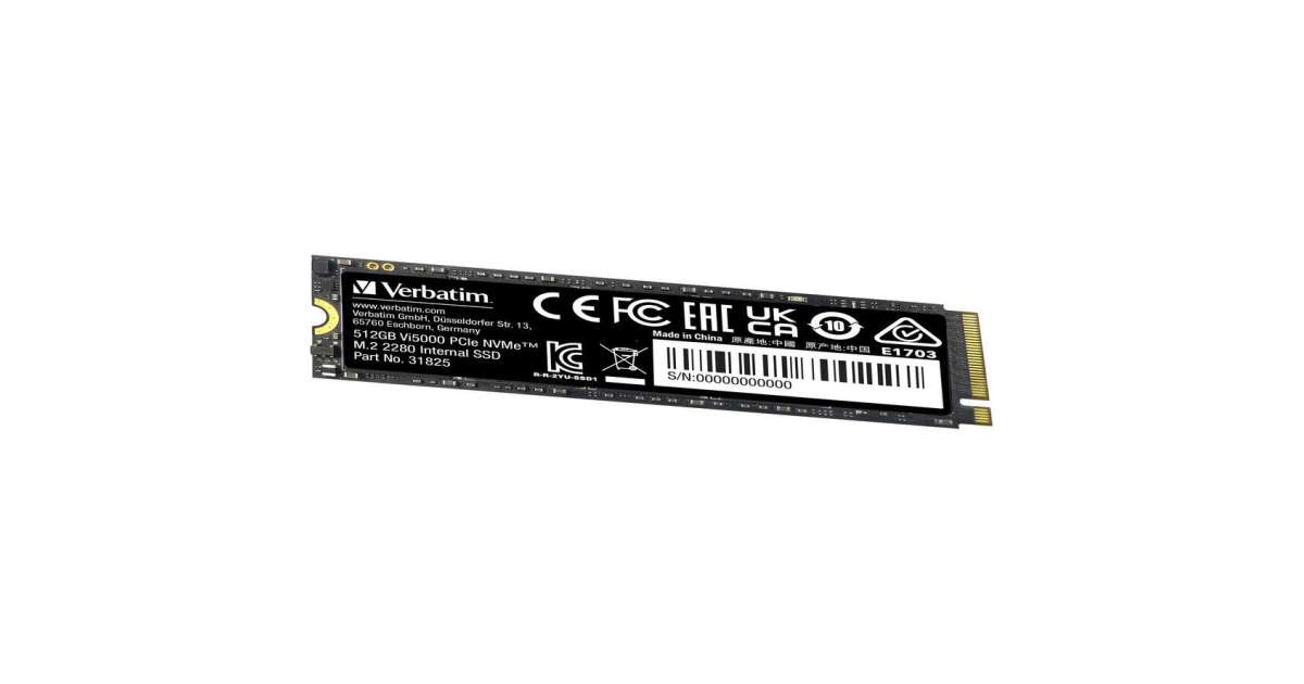 Verbatim Vi5000 M.2 512 Giga Bites PCI Express 4.0 3D NAND NVMe (31825 ...