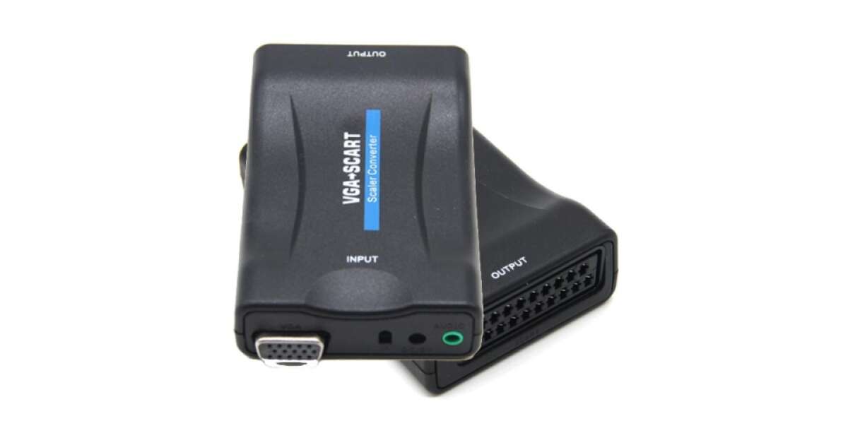 VGA-SCART átalakító adapter, SCART bemenetű TV-hez, projektorhoz ...