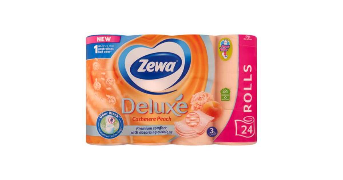 Toalettpapír, 3 rétegű, kistekercses, 24 tekercs, ZEWA "Deluxe", barack | Pepita.hu