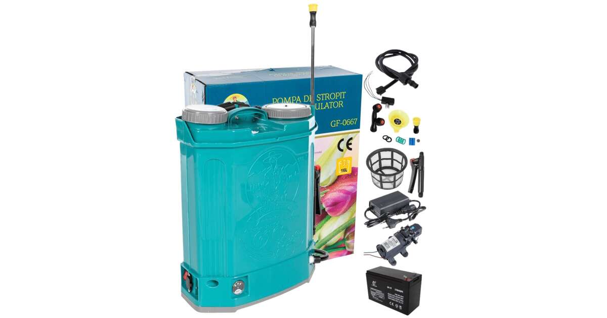WertCraft 16 L Battery-Powered Sprayer with Nozzles and Pressure ...