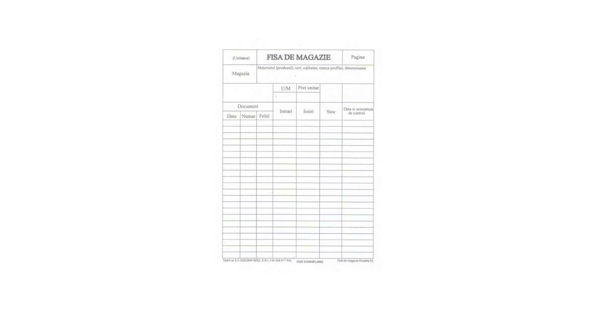 Fisa de magazie A5, carton velin, 100/bloc | Pepita.com