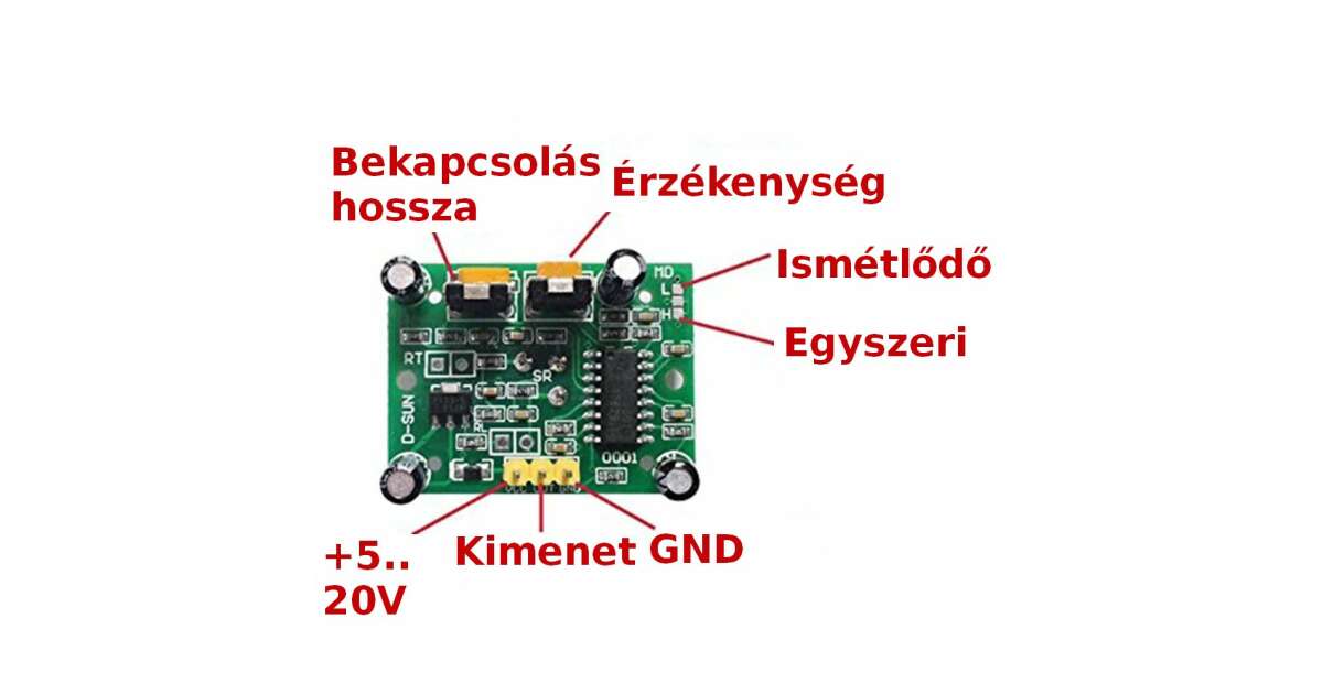HC-SR501 mozgásérzékelő modul, PIR szenzor | Pepita.hu