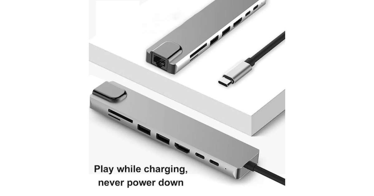 Hub Adaptor Multiport 8 in 1 USB-C 3.1 ROHS® la HDMI 4K / LAN RJ45 ...