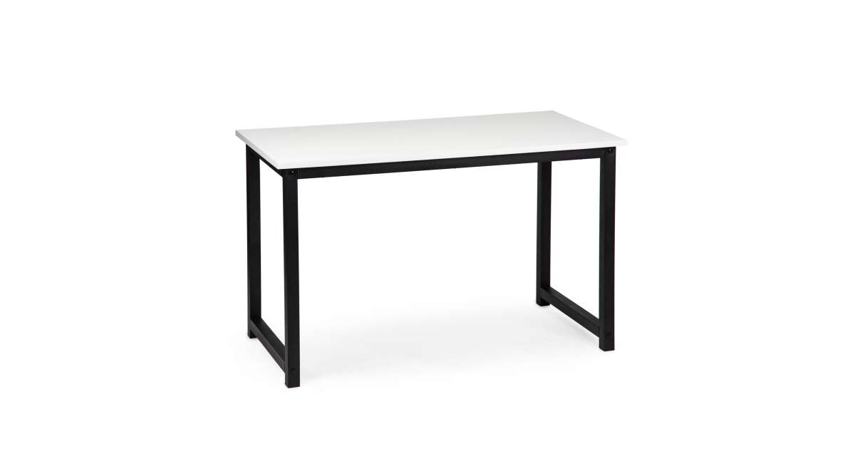 Modernhome large desk – white laminate worktop and black metal ...
