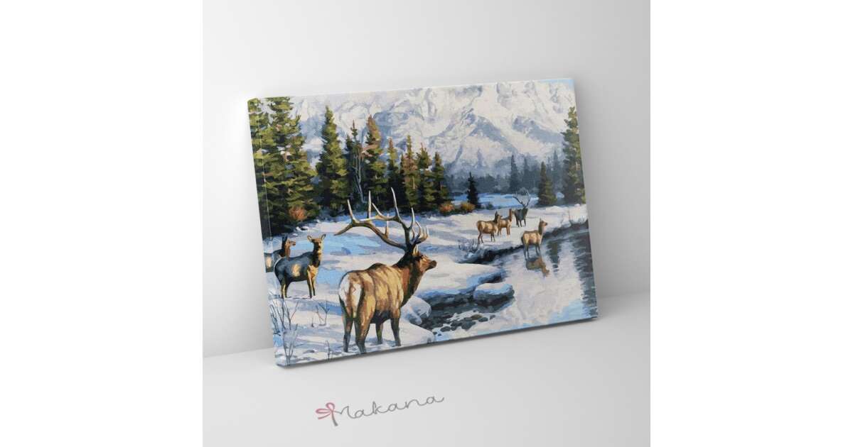 Szarvasok télen - Számfestő készlet, kerettel (40x50 cm) | Pepita.hu