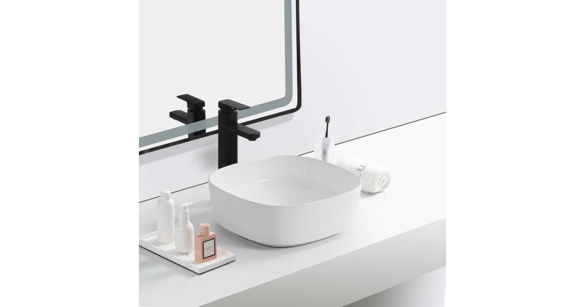 Emma 37 cm széles pultra ültethető hófehér porcelán mosdótál | Pepita.hu