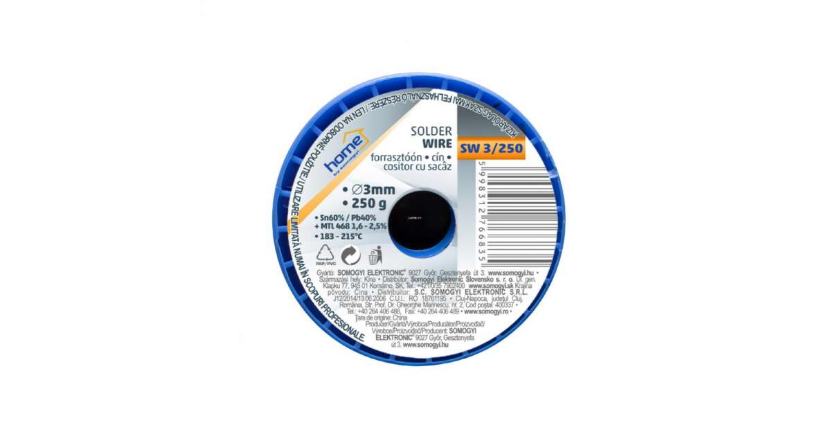 Forrasztó ón, 3 mm, 250 g | Pepita.hu