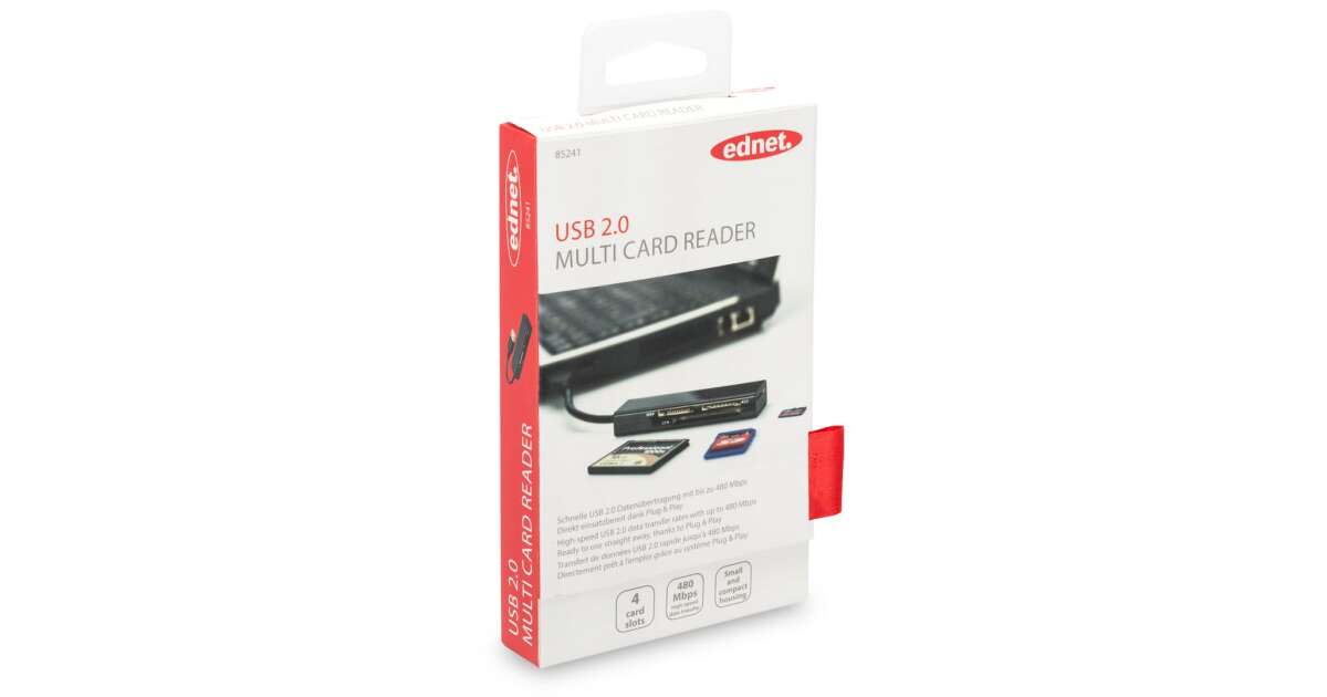 Ednet USB 2.0 4-port Card Reader Black 85241 | Pepita.hu