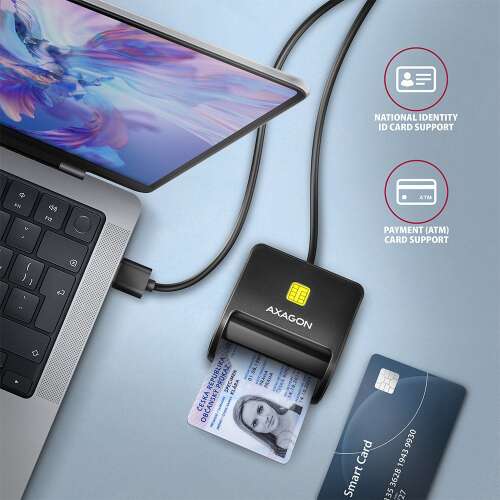 AXAGON CRE-SM3N Smart Card Flatreader Black CRE-SM3N | Pepita.hu