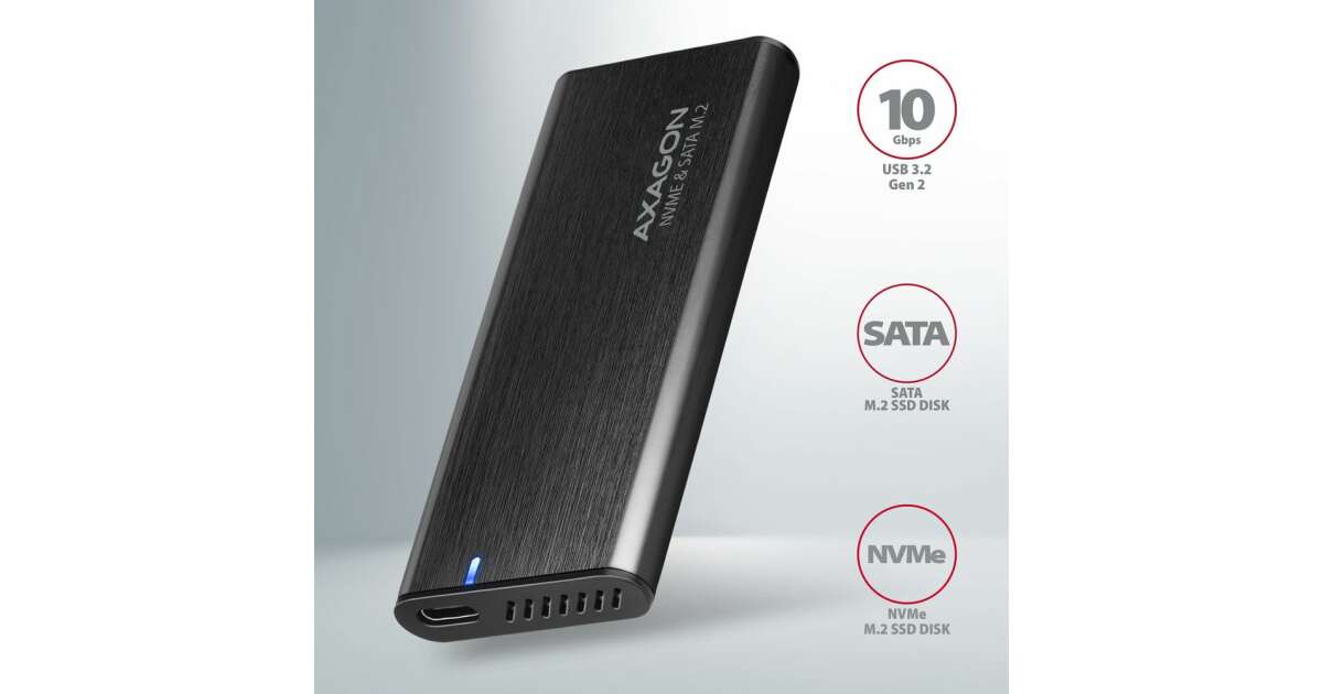 AXAGON EEM2-SB2 SuperSpeed+ USB-C - M.2 NVMe & SATA SSD RAW box EEM2 ...