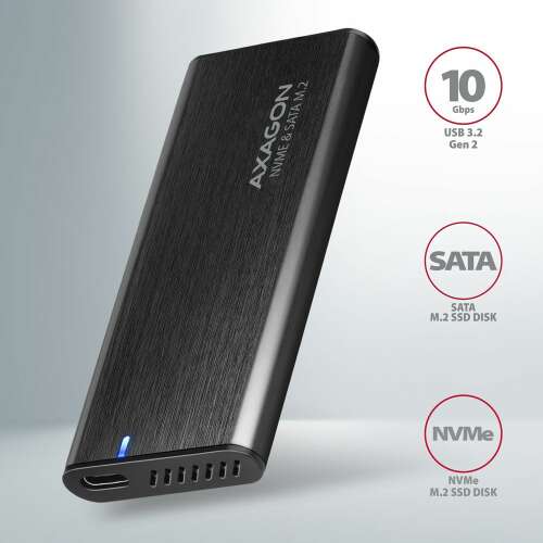AXAGON EEM2-SB2 SuperSpeed+ USB-C - M.2 NVMe & SATA SSD RAW box EEM2 ...