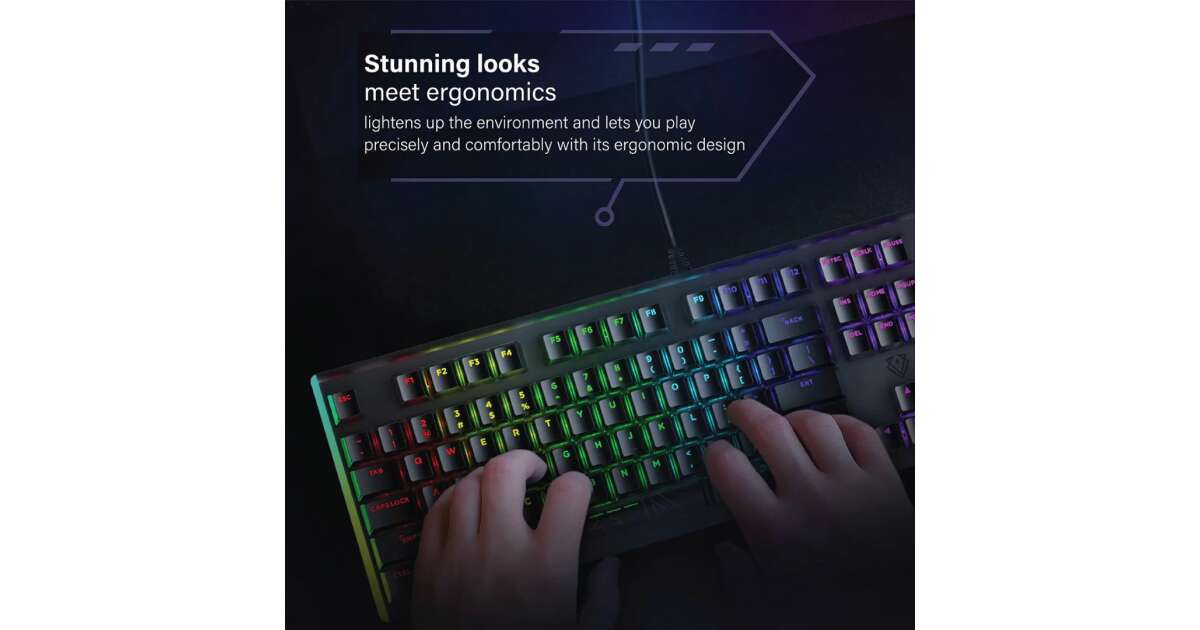 VERTUX Commando RGB Mechanical Gaming Keyboard Black US TASCOMANDO ...