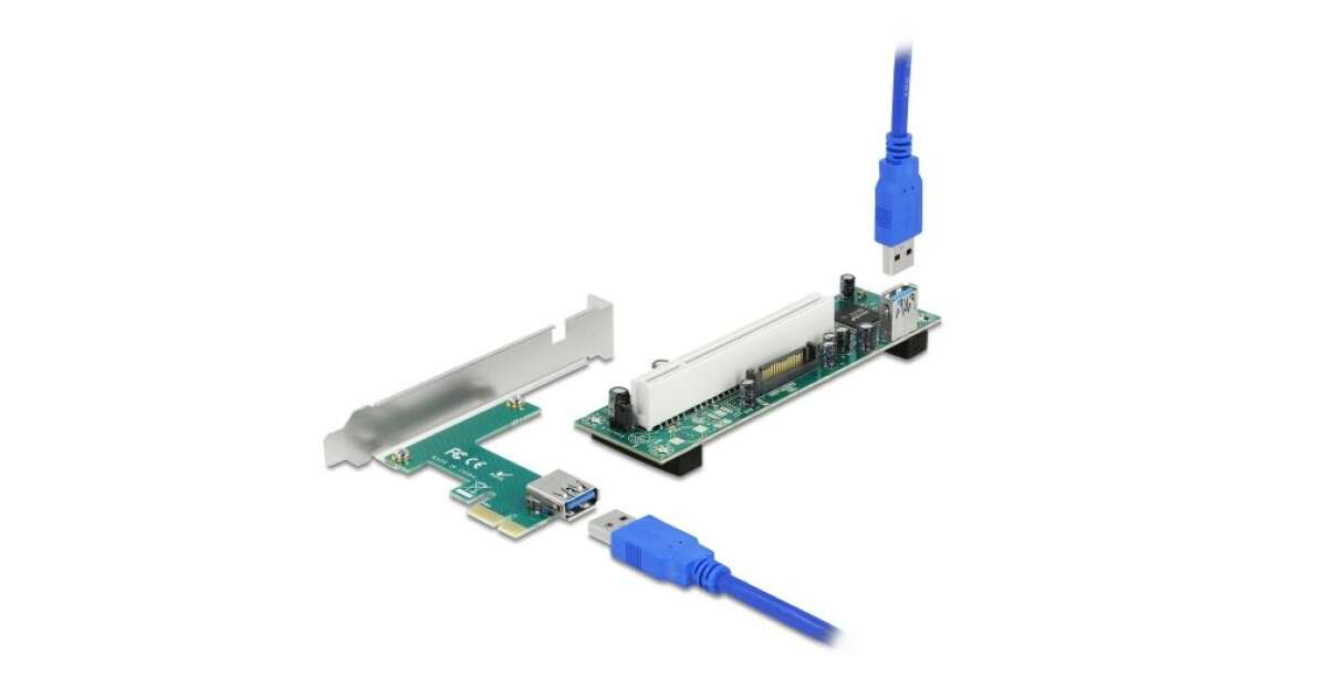 DeLock Riser Card PCI Express x1 to 1 x PCI 32 Bit Slot with 60 cm ...
