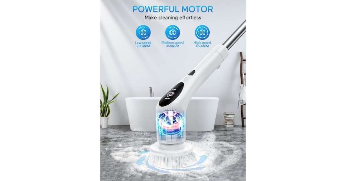 Elektromos forgó tisztító kefe, Állítható hosszúságú 38-123 cm, otthoni ...