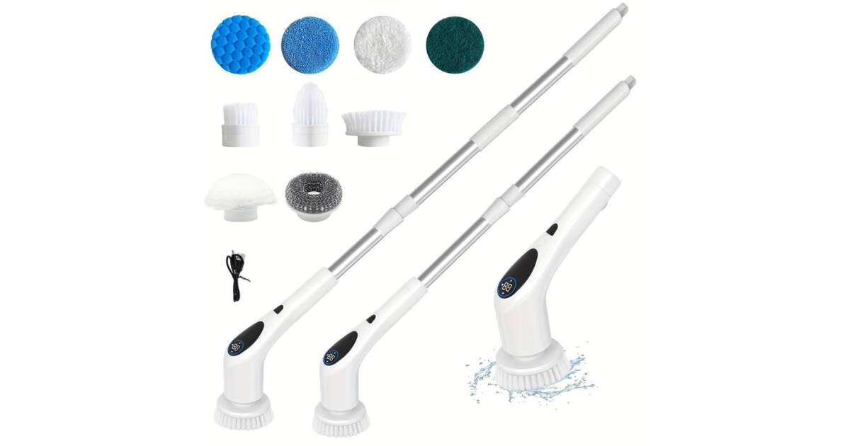 Elektromos forgó tisztító kefe, Állítható hosszúságú 38-123 cm, otthoni ...