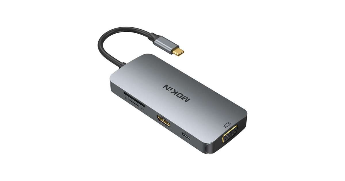 MOKiN 8in1 USB-C Adapter to 3x USB 3.0 + HDMI + USB-C + VGA + SD Card ...