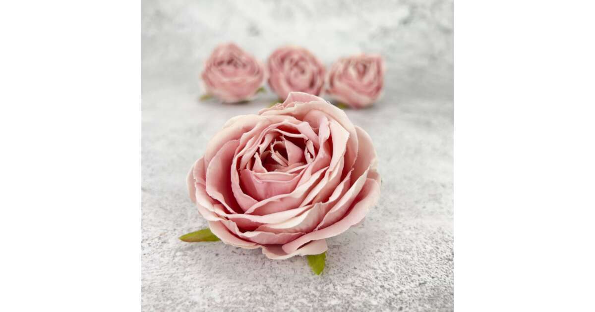 Százlevelű rózsa fej - pasztell cirmos rózsaszín 4db/csomag | Pepita.hu