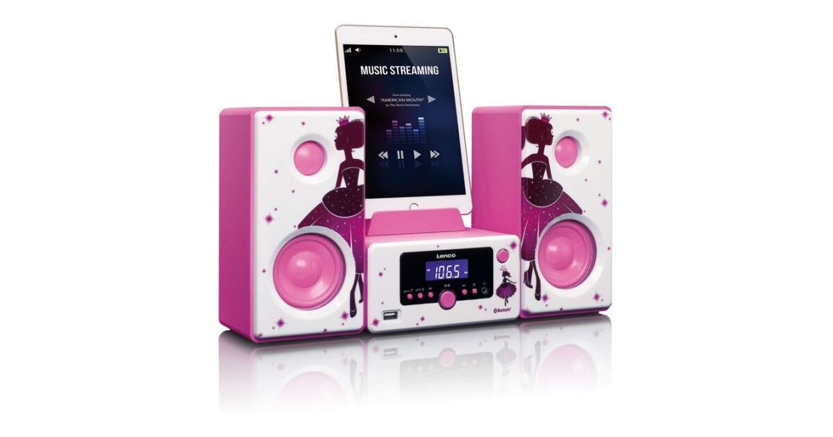 Lenco MC-020 Princess Bluetooth Mikro HiFi torony - Pink | Pepita.hu