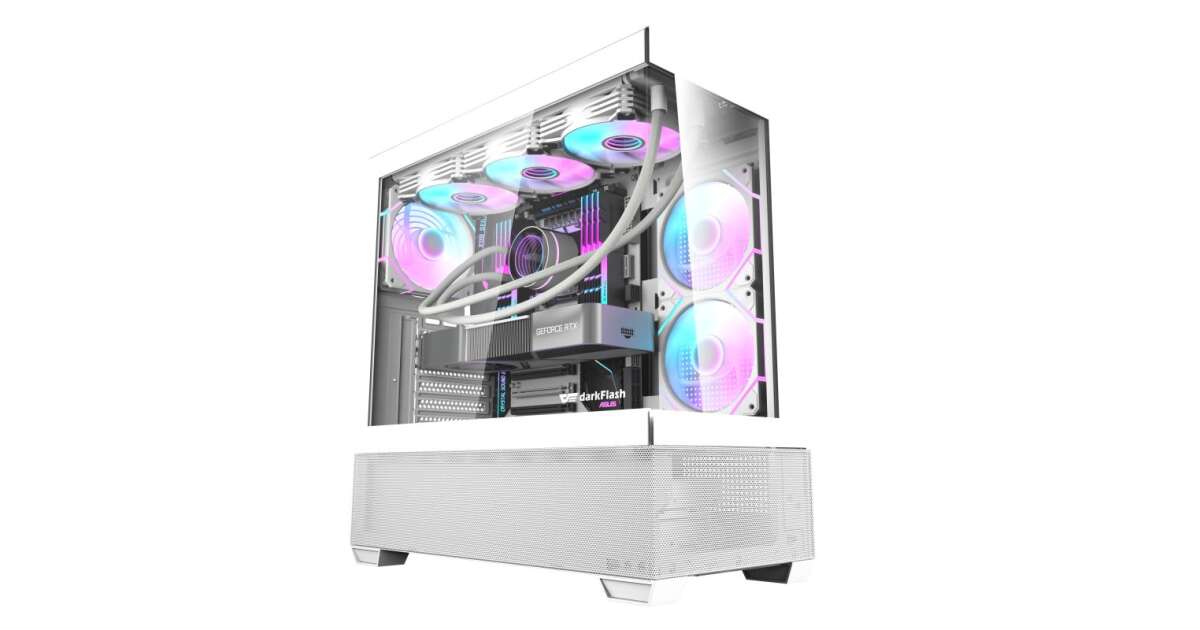 Carcasa computer Darkflash DS900 AIR (alb) + 7 ventilatoare ARGB ...
