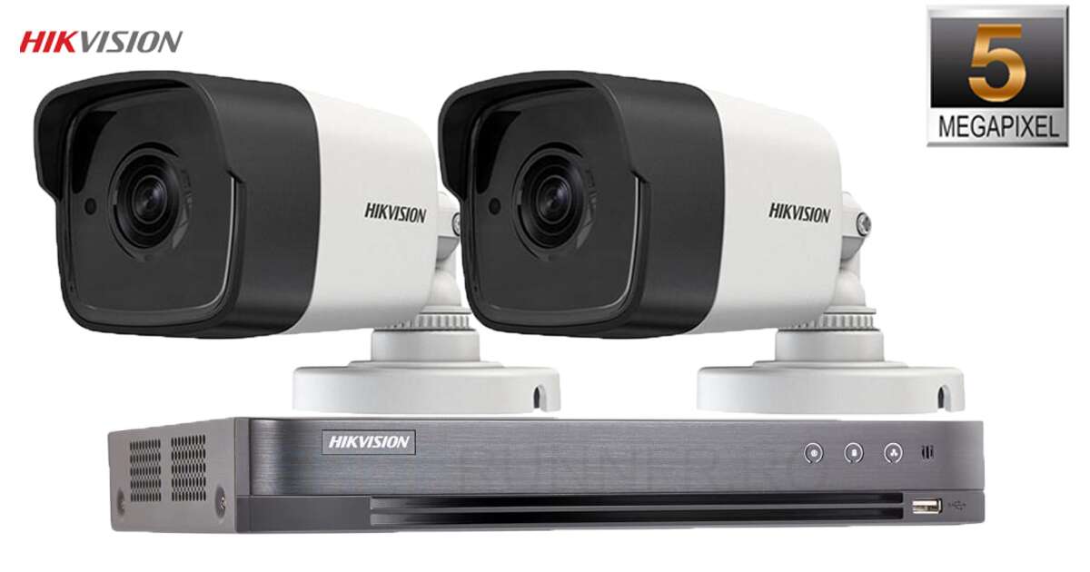 Hikvision megfigyelő rendszer 2 kültéri kamera Hybrid 5MP(2K+), IR 40m ...