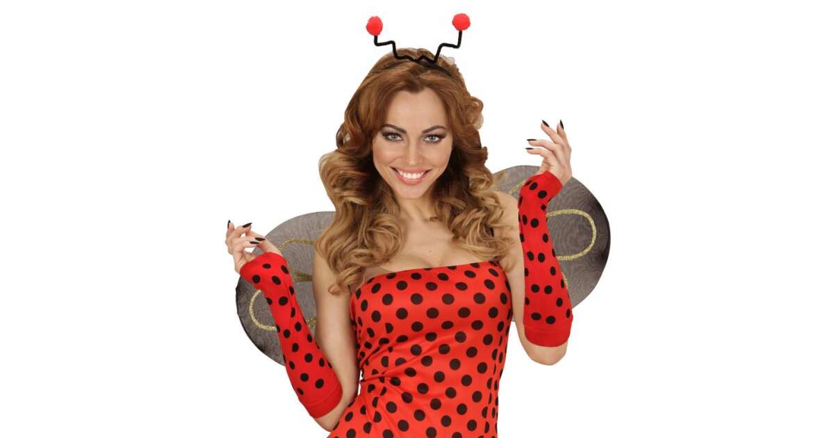 Piros, fekete pettyes, ujjatlan kesztyű (katica jelmezekhez) | Pepita.hu