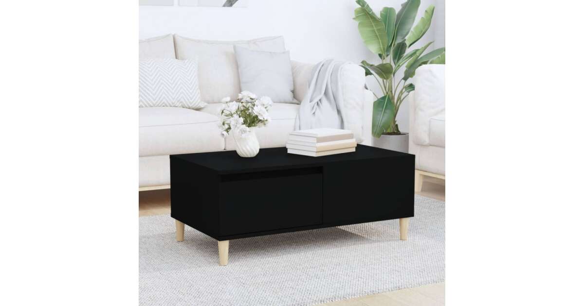 Fekete szerelt fa dohányzóasztal 90x50x36,5 cm | Pepita.hu