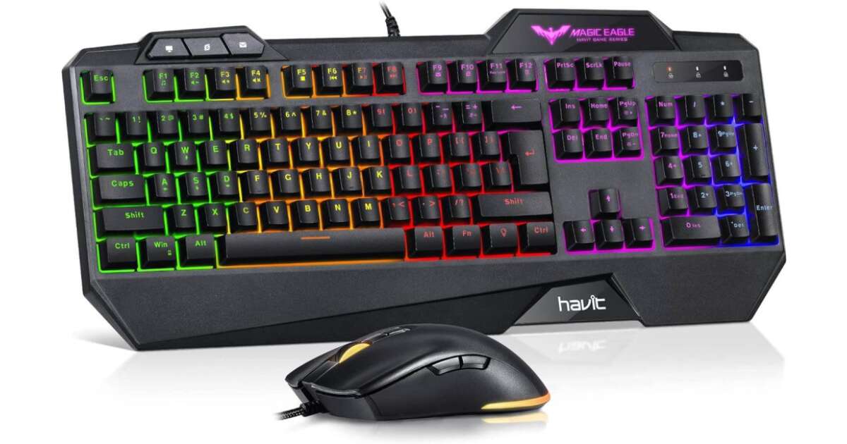 HAVIT Gaming Billentyűzet és Egér Kombó, Háttérvilágítással és RGB ...