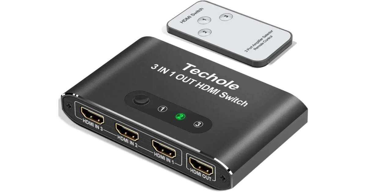 Techole HS301 4K HDMI Kapcsoló és Elosztó 3-ból 1-be IR Távirányítóval | Pepita.hu