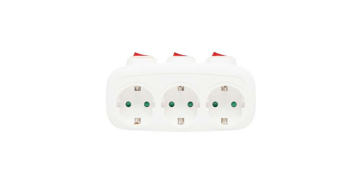 Home TPF 3K földelt hálózati T elosztó, 3 db földelt aljzat, 3 kapcsoló | Pepita.hu