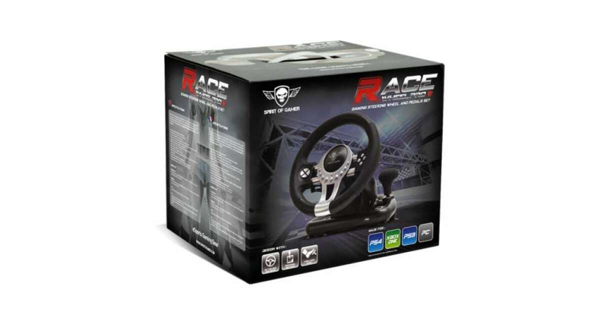 Spirit of Gamer SOG-RWP2 Race Wheel Pro 2 Gamer Kormány, Fekete-Ezüst ...