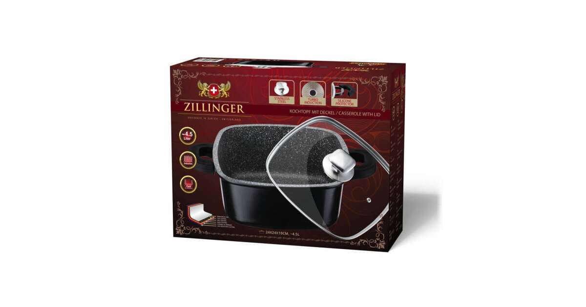 Zillinger ZL-803 gránit bevonatos indukciós lábas fedővel 24 cm-es ...