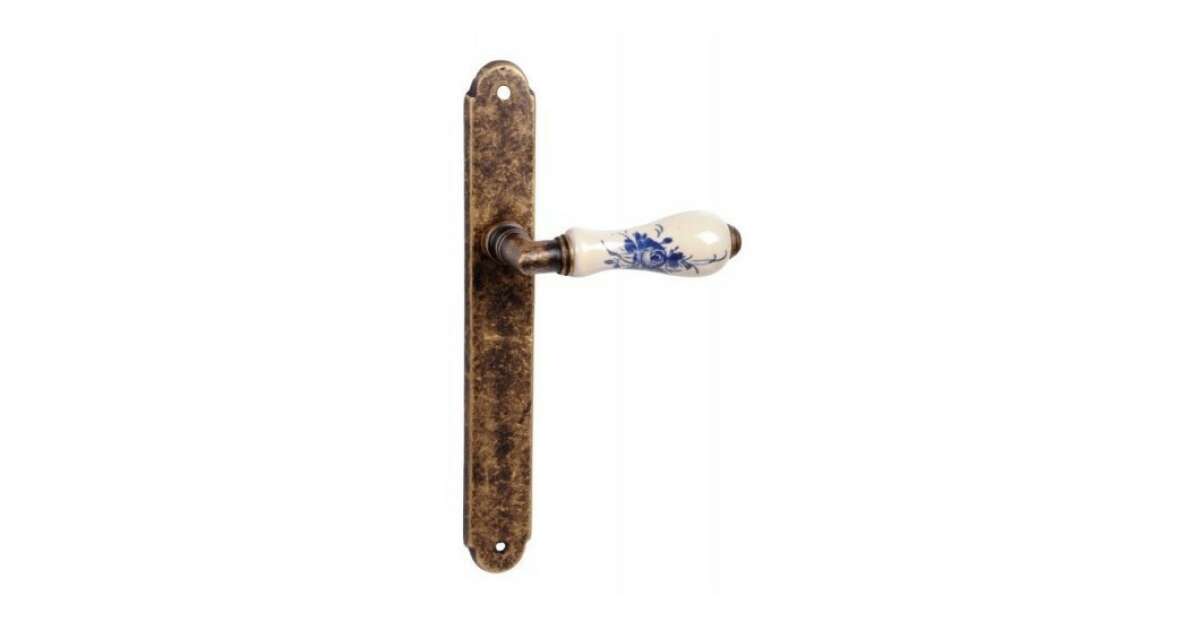 Samoha-Diána Ekranowany Biały-Niebieski kwiatowy Wkładka porcelanowa Patyna Antyk 85 mm PZ ...