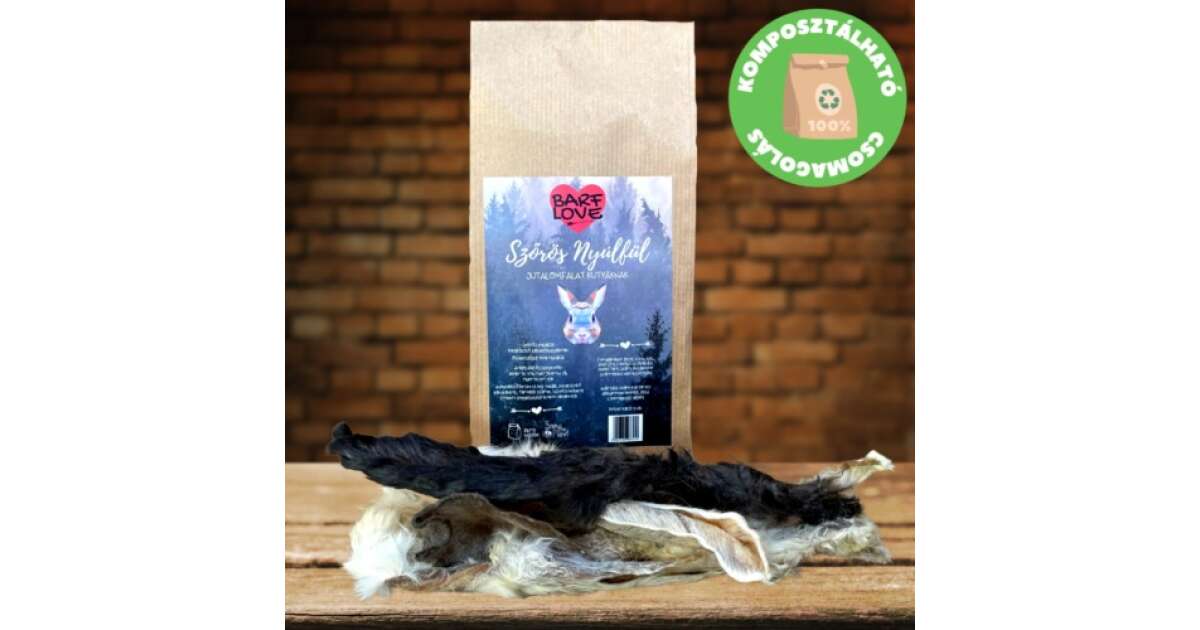 Barf Love szárított szőrös nyúlfül 1kg | Pepita.hu