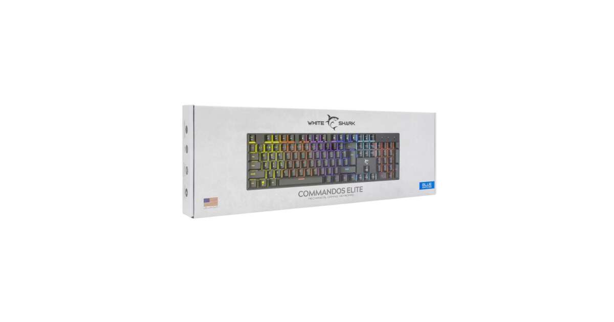 White Shark Commandos Gaming Keyboard White US COMMAN.ELITE-US-BLUE ...