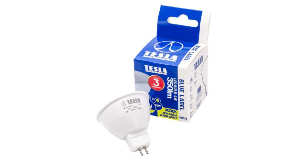Bec LED Tesla, MR16, 4W, 12V, 350lm, 3000K, 100° | Pepita.com