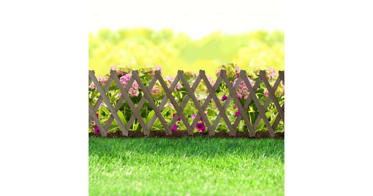 Virágágyás szegély / kerítés 11472D 110 x 34 cm valódi fa kerítés sötét ...