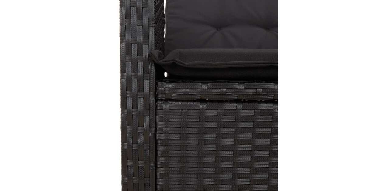 vidaXL fekete polyrattan dönthető kerti pad párnával | Pepita.hu