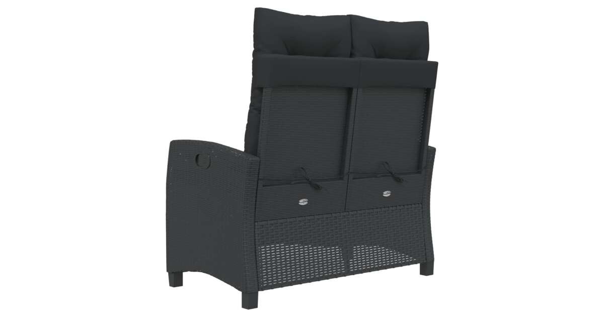 vidaXL fekete polyrattan dönthető kerti pad párnával | Pepita.hu