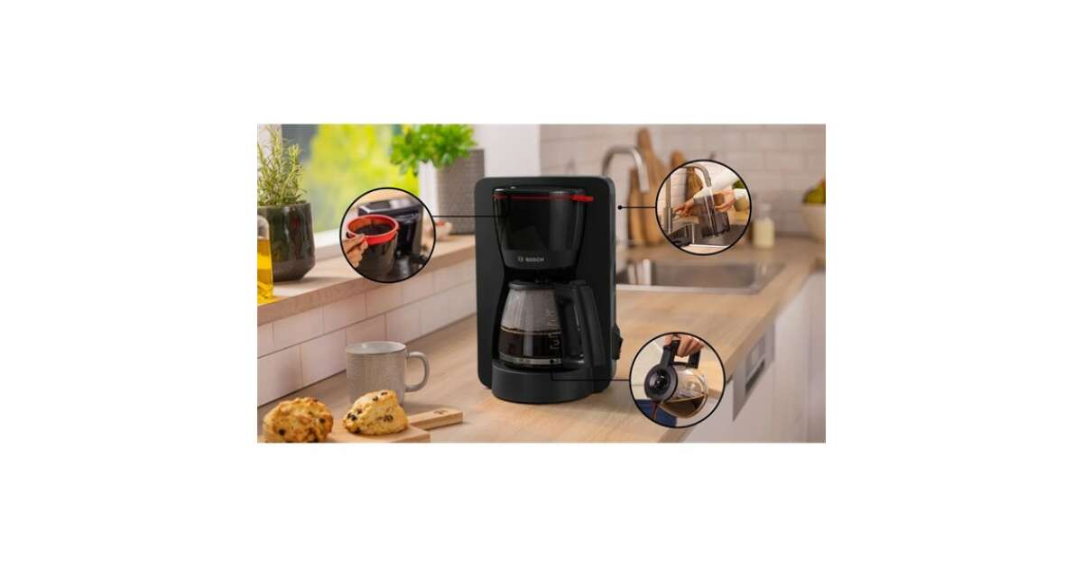 Bosch TKA2M113 fekete 10 személyes filteres kávéfőző | Pepita.hu