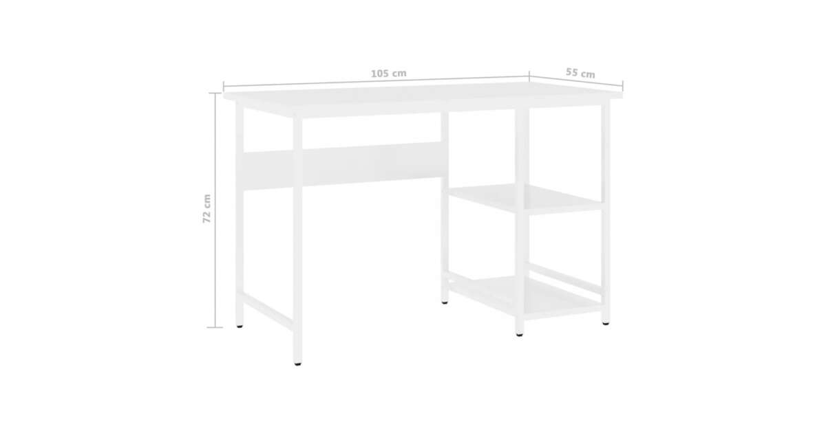 Fehér MDF és fém számítógépasztal 105 x 55 x 72 cm | Pepita.hu