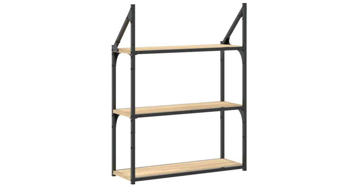 3 szintes sonoma-tölgy színű szerelt fa fali polc 60x21x78,5 cm | Pepita.hu