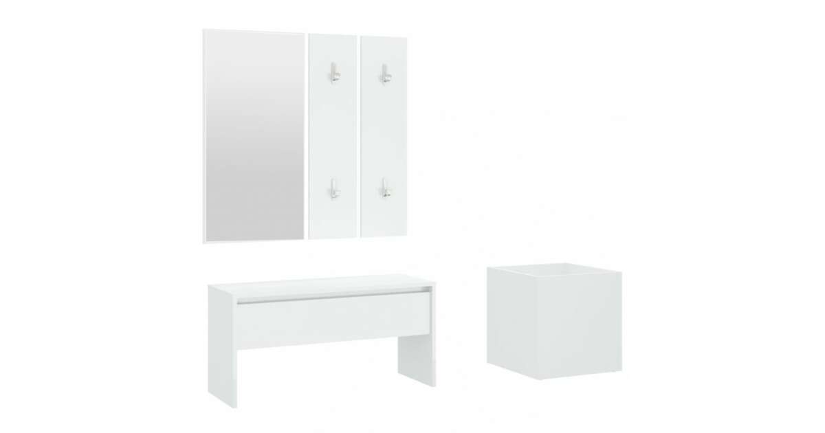 Fehér szerelt fa előszobabútor-szett | Pepita.hu