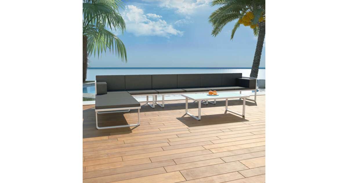 5-részes fekete alumínium és textilén kerti pihenőszett | Pepita.hu