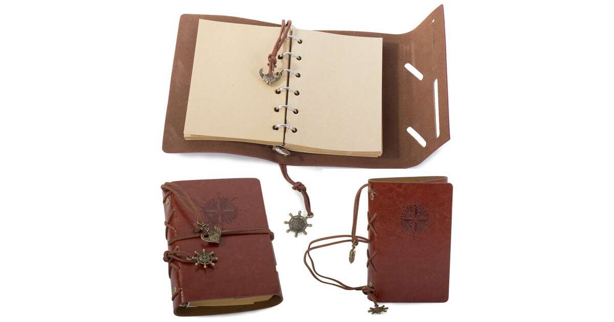 Agenda Retro/Vintage din piele Ecologica, 70 foi A6, 15 x 10 cm, Maro ...