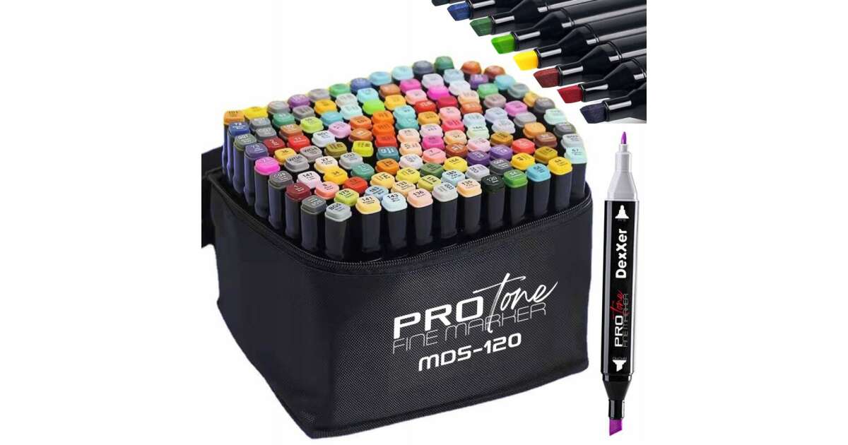 Set 120 markere artisice ProTONE cu capat dublu, Carioci profesionale ...