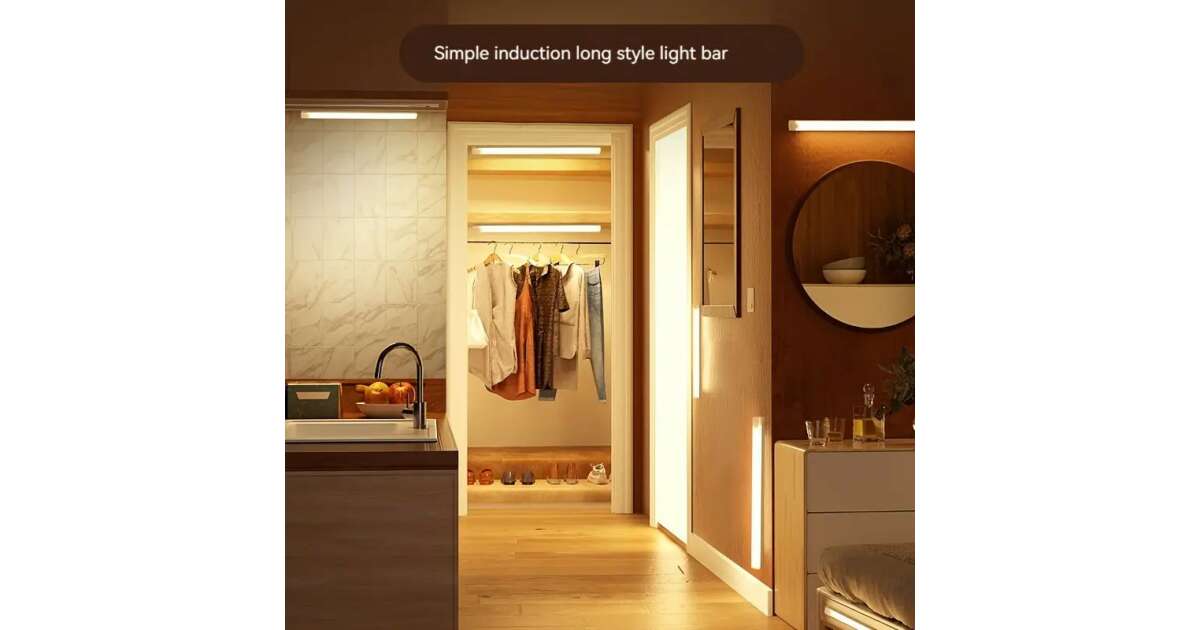 Mozgásérzékelős konyhaszekrény / lépcsőház led lámpa, usb töltés, fehér ...