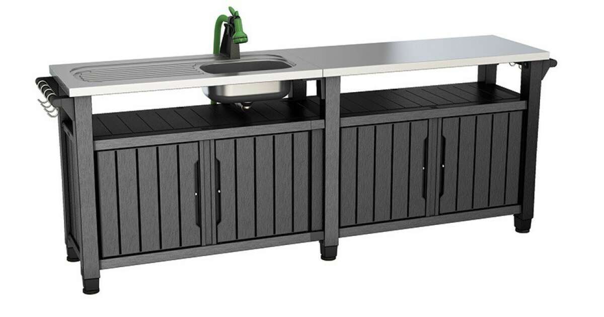 KETER UNITY CHEF KERTI MOBIL MŰANYAG SZEKRÉNY-ASZTAL, 415 L - GRAFIT ...