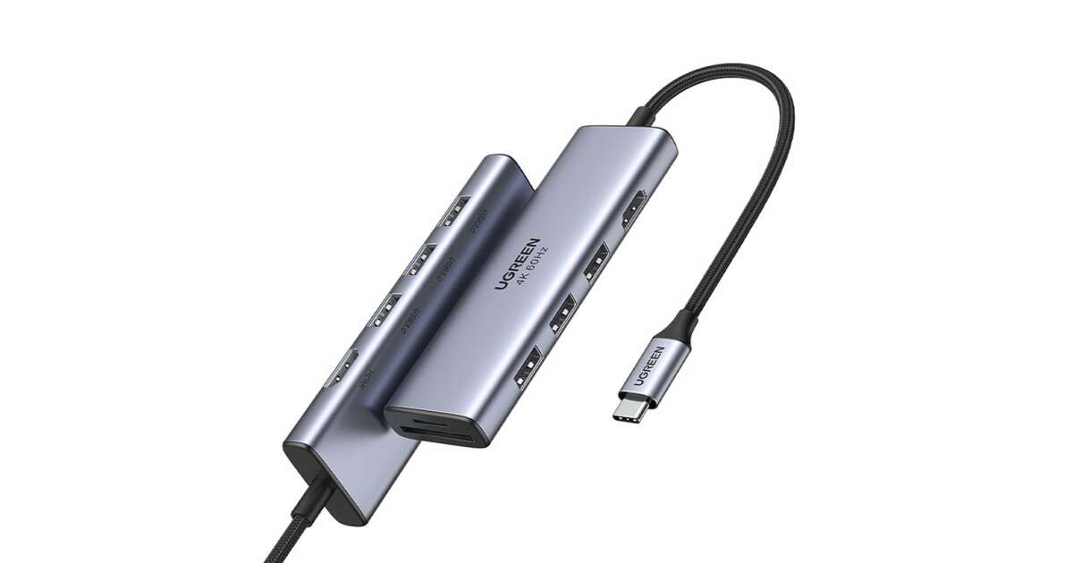 6in1 multifunkciós hub usb-c - 3x usb hdmi 4k sd és tf kártyaolvasó ...