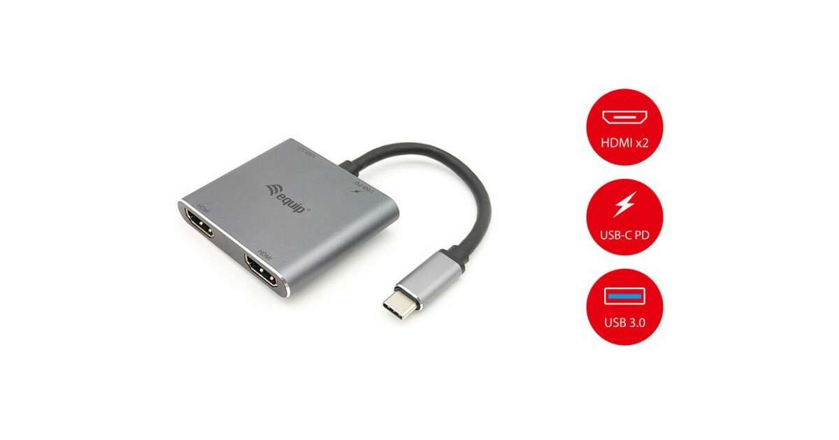 Equip Notebook Dock - 133484 (Input: USB-C, Output: USB-C PD:100W/2x ...