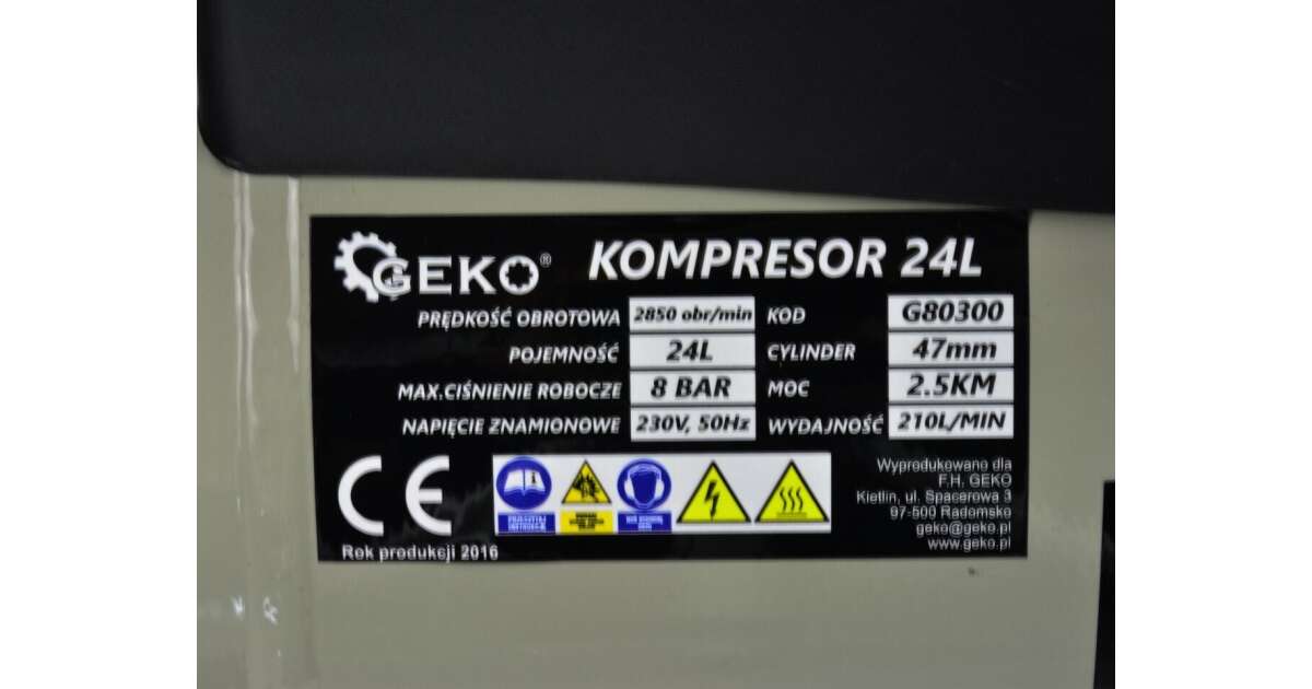 Compresor Geko 24 L, 8 bar, 210 l/min, 2.5 CM, 2 iesiri | Pepita.com
